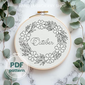 October Autumn Wreath Embroidery Pattern: Beginner DIY Project (PDF) - Etsy