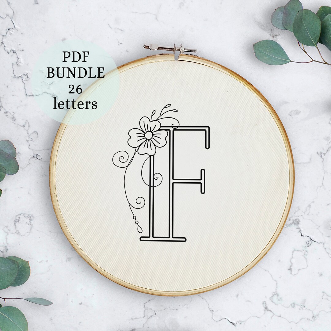 Digital Download, All 26 Letters Included, A-Z Initial Embroidery, Hoop ...