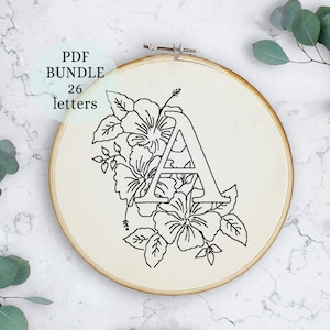 Tropical Alphabet Letters, Hand Embroidery Pattern, Digital PDF ...