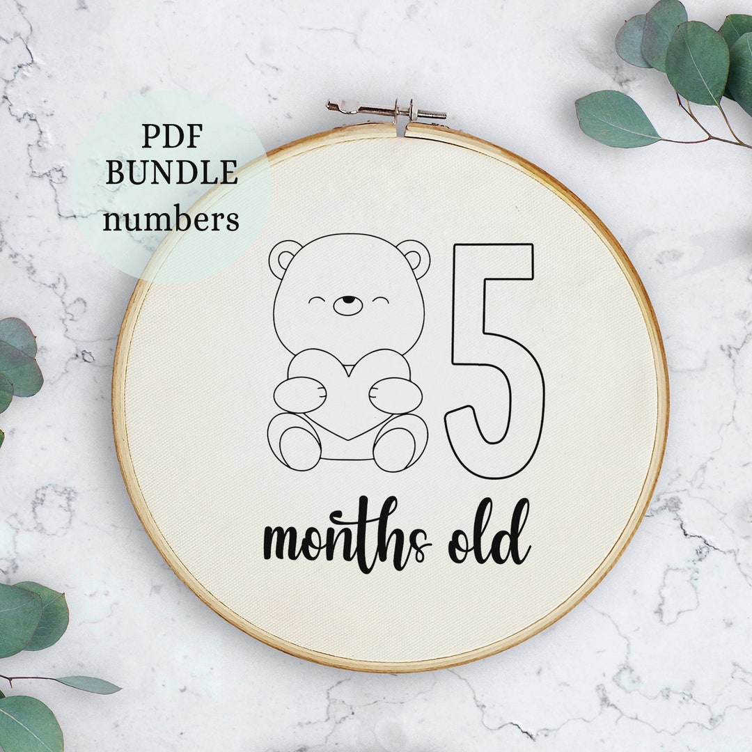 Monthly Milestone, Cute Animals Embroidery Pattern, PDF Pattern ...