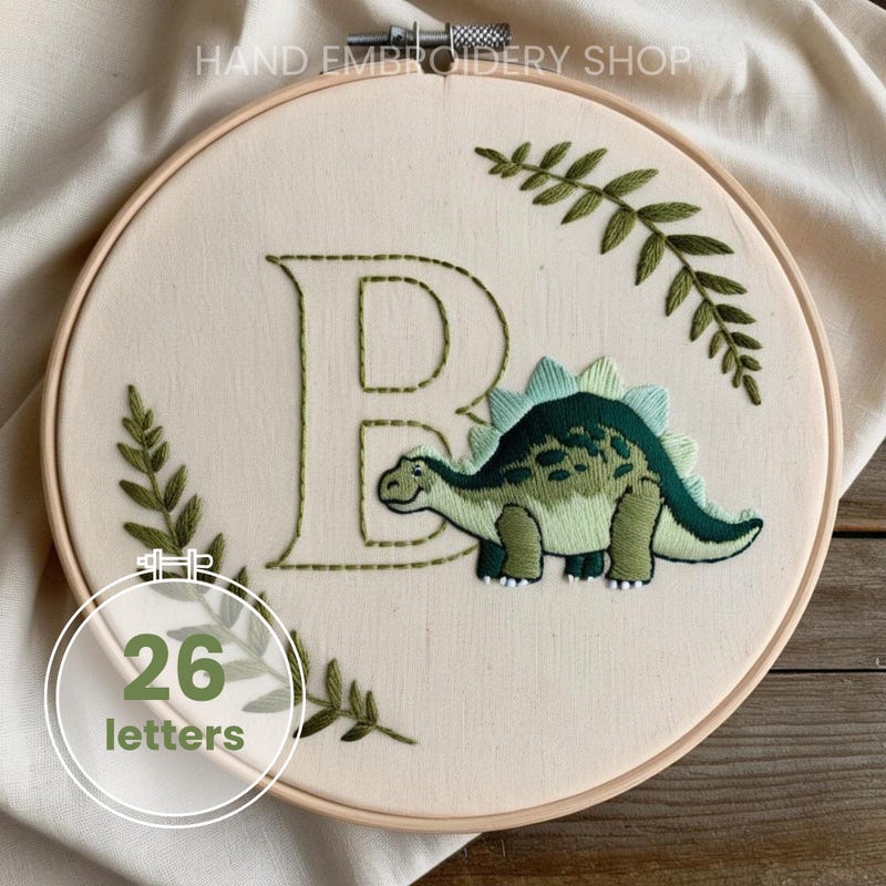 Dinosaur Monogram Art - Etsy