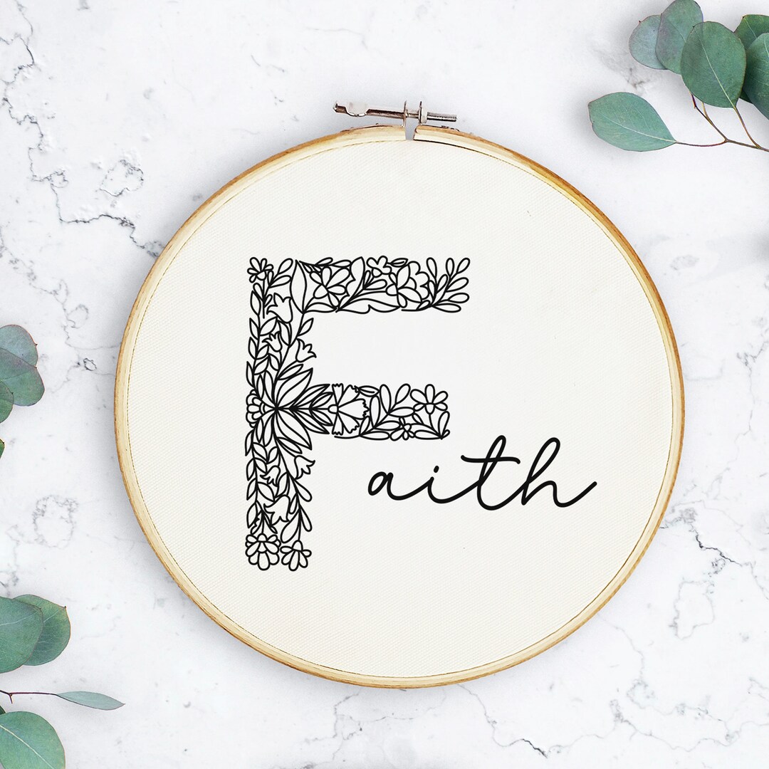 Faith Embroidery Pattern, Digital Download Embroidery, Faith Monogram ...