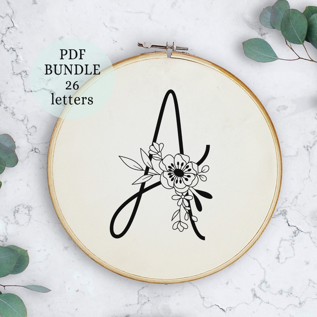 Floral Alphabet Embroidery Pattern, Instant Digital Download ...