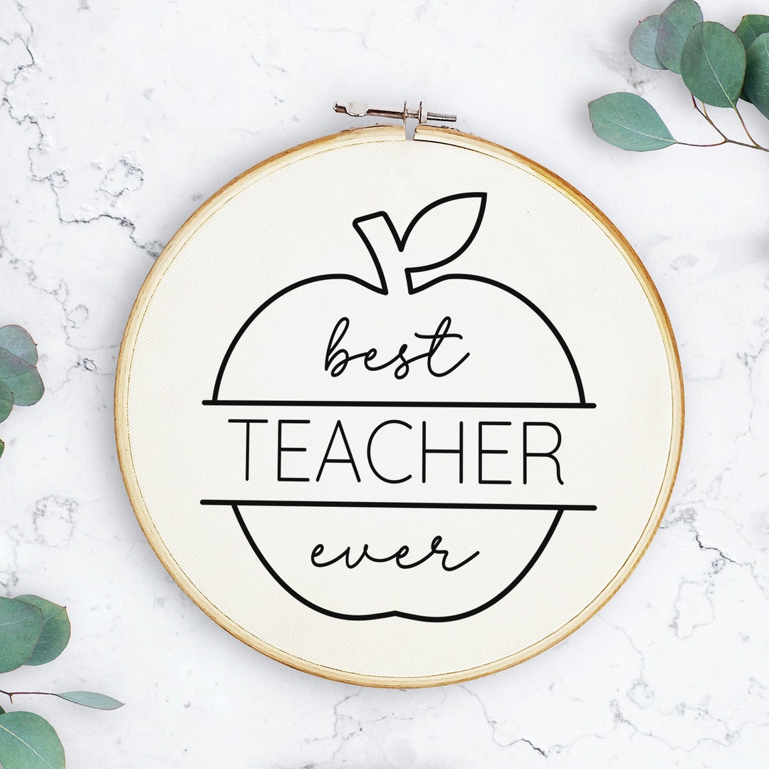 Teacher Monogram Embroidery Pattern: Trendy DIY Gift (digital Download ...