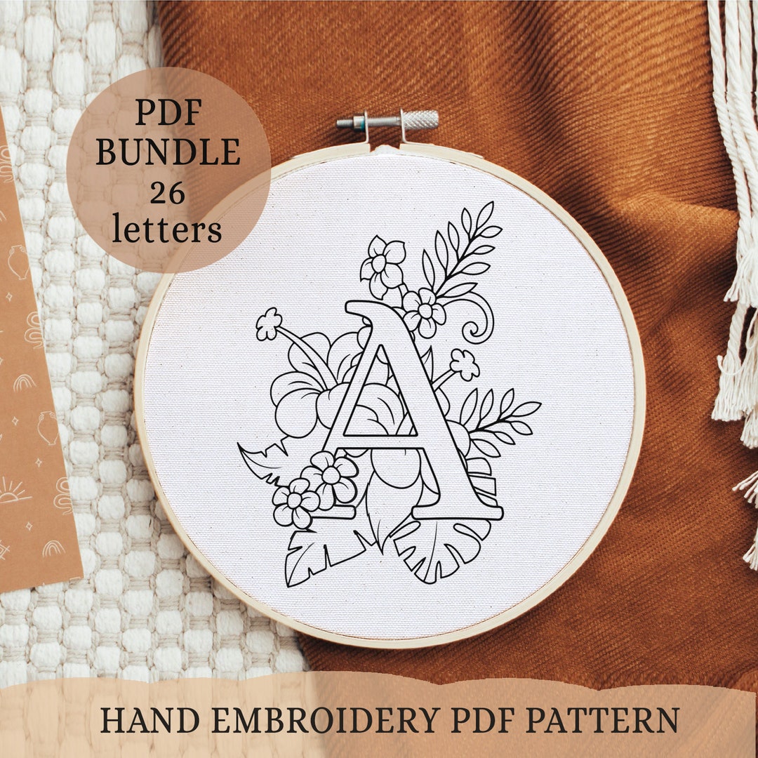 Tropical Alphabet Letters Hand Embroidery Pattern Digital - Etsy