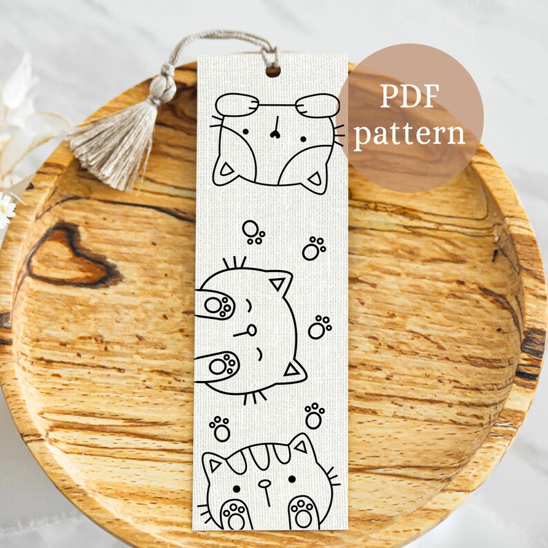 Cats Embroidery Bookmark Pattern, DIY Needlework (PDF Pattern) - Etsy