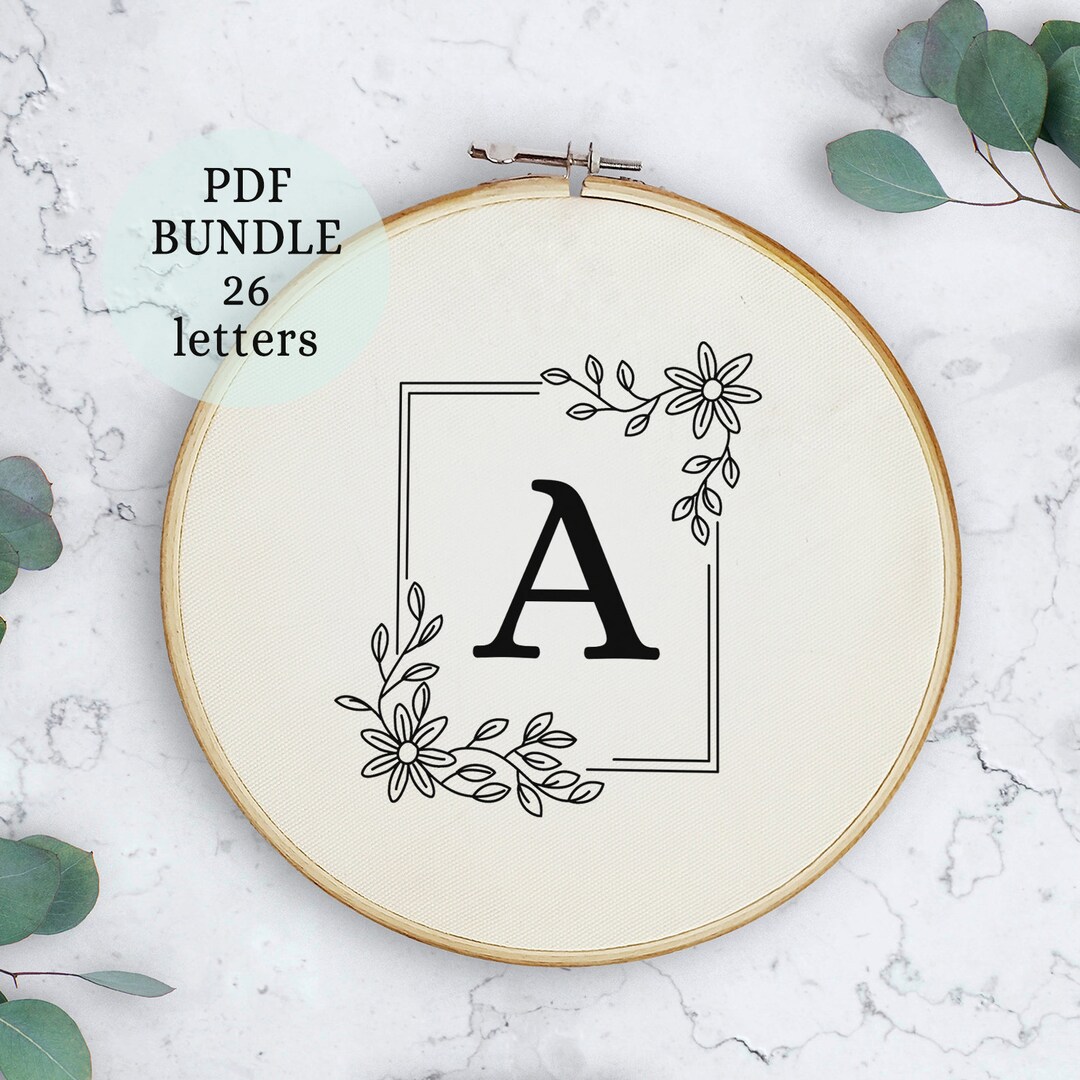 Classic Monograms Embroidery Pattern, Modern Embroidery Pattern PDF ...
