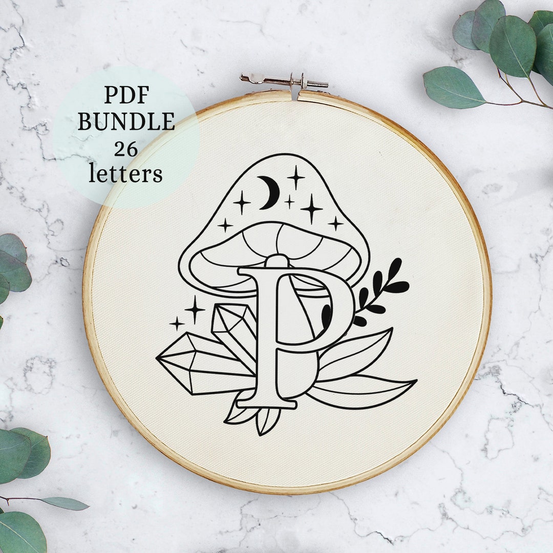 Celestial Hand Embroidery, Monogram Embroidery, Alphabet Letters Hand ...