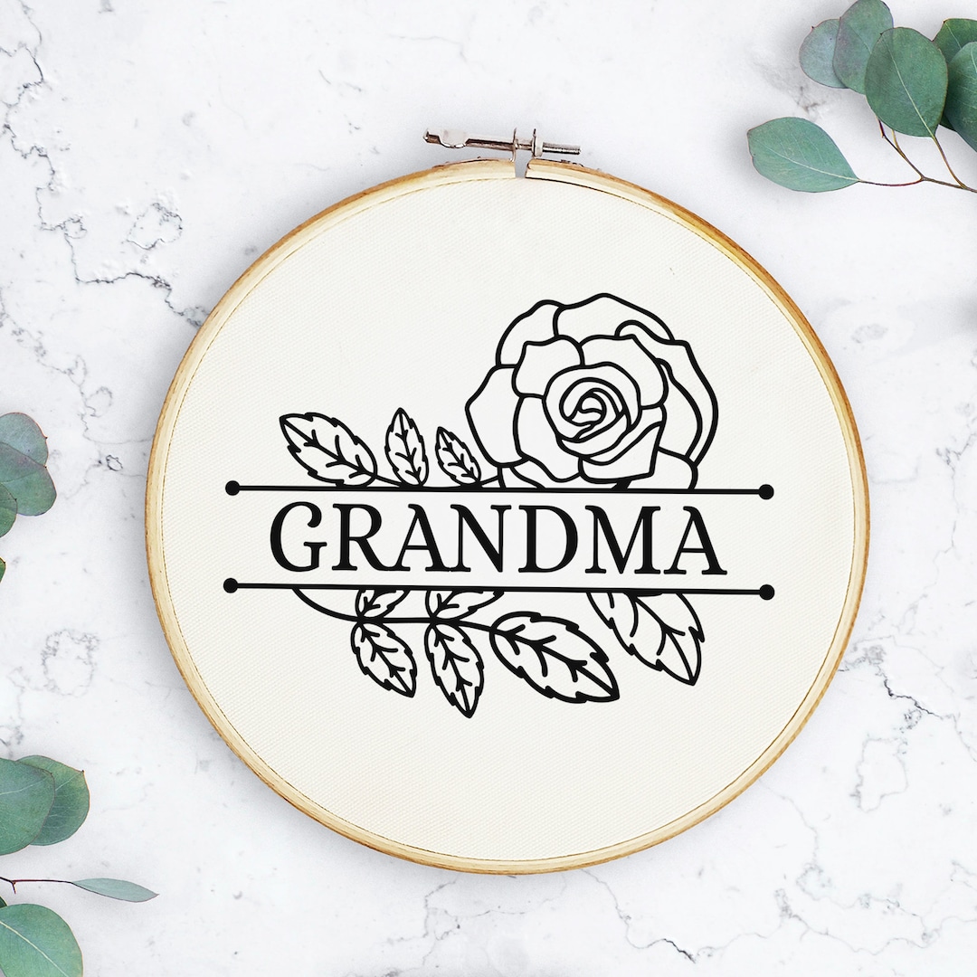 Grandma Floral Hand Embroidery Pattern: Beginner DIY (PDF Digital ...
