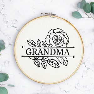 Grandma Floral Hand Embroidery Pattern: Beginner DIY (PDF Digital ...