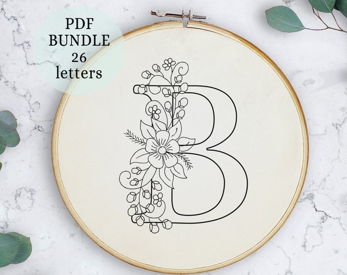 Complete Alphabet Embroidery, Pdf Pattern Letter Embroidery Design With ...