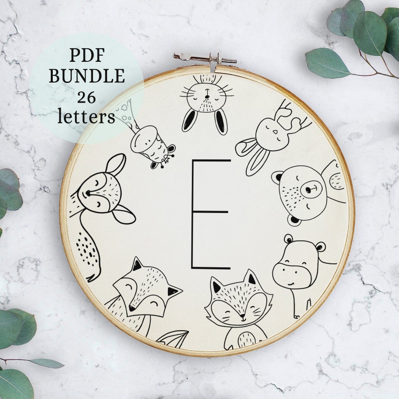 Woodland Alphabet Embroidery Pattern, Letter Initial (PDF Pattern) - Etsy