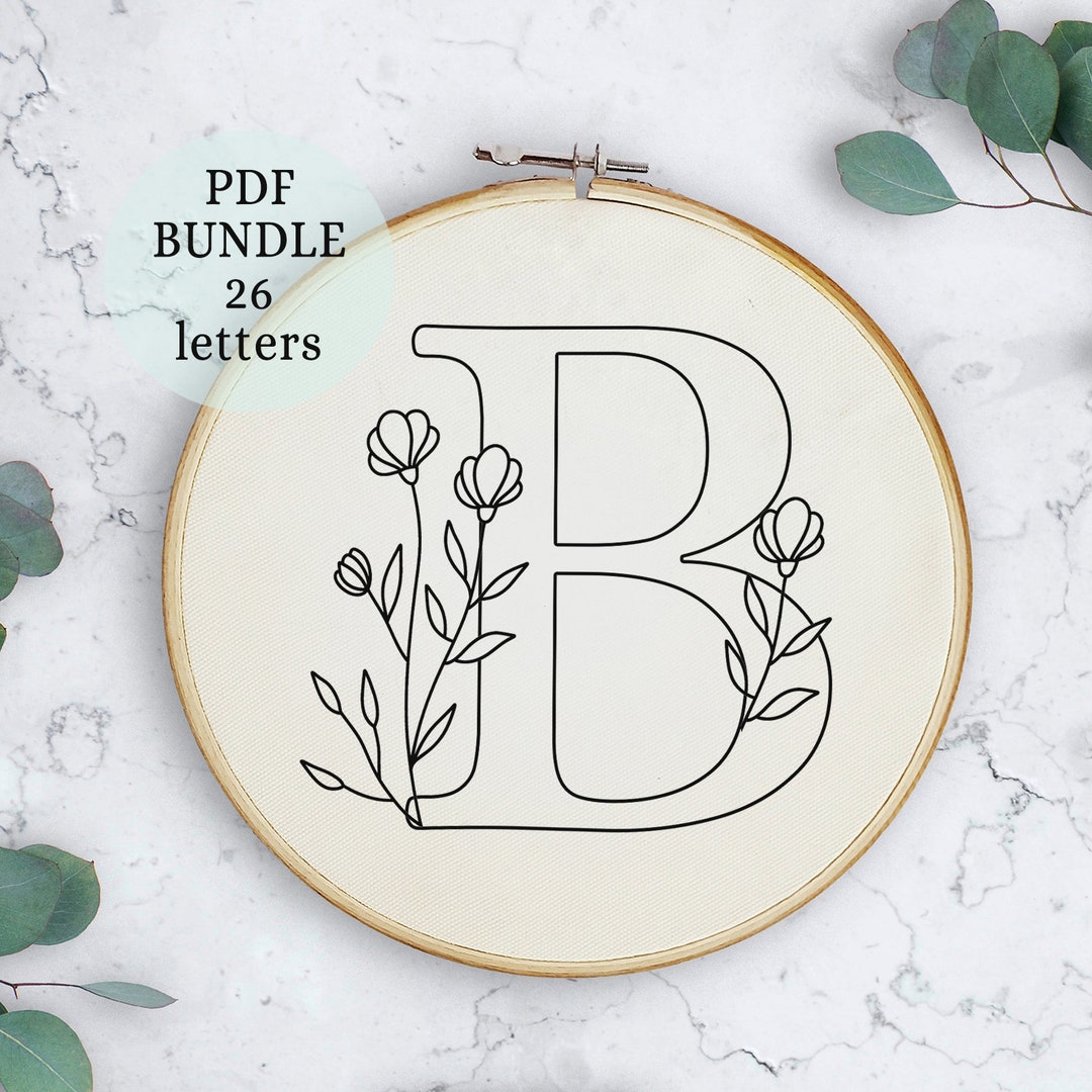 Wildflower Embroidery Alphabet Pattern: Floral Custom Monogram (digital ...
