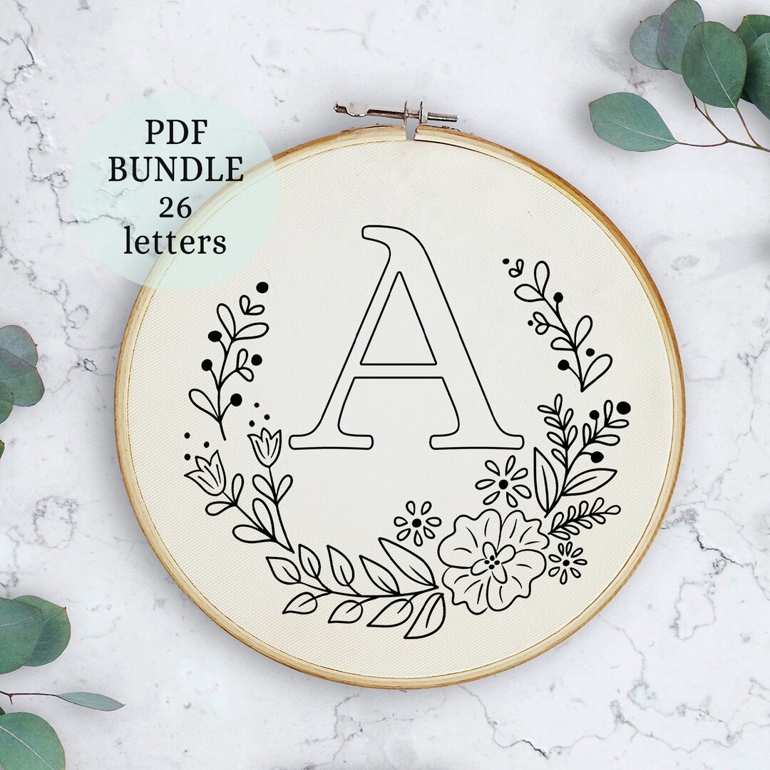 Floral Alphabet Embroidery Pattern: Monogram Letter Design (PDF Pattern ...