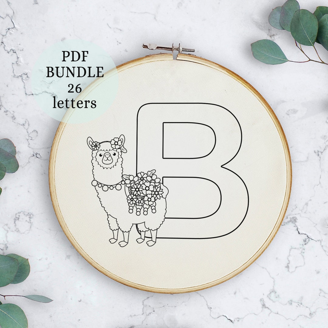 Cute Llama Alphabet Embroidery Pattern, Beginner Hand Embroidery (PDF ...