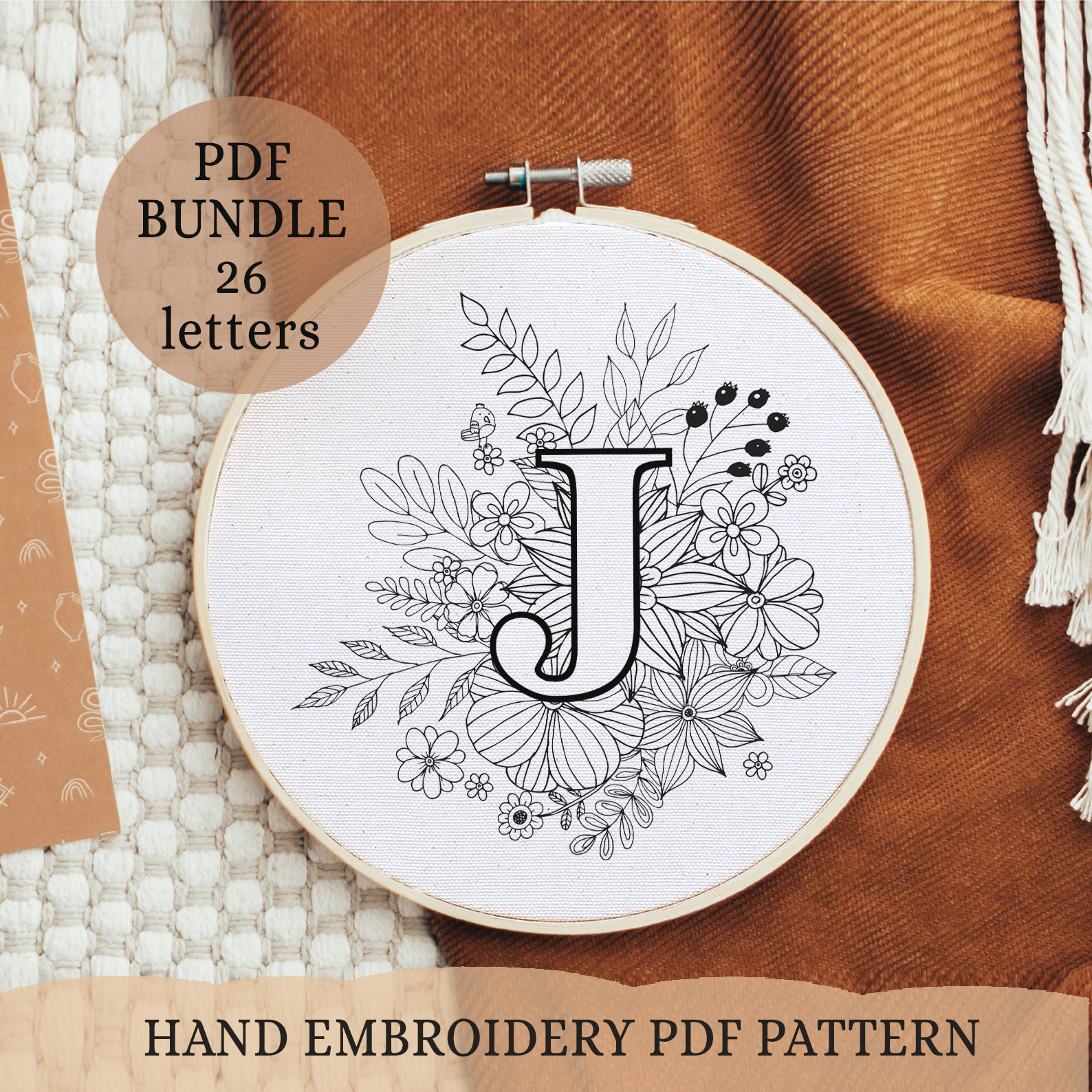 Floral Alphabet Hand Embroidery Pattern, DIY Monogram (digital PDF) - Etsy