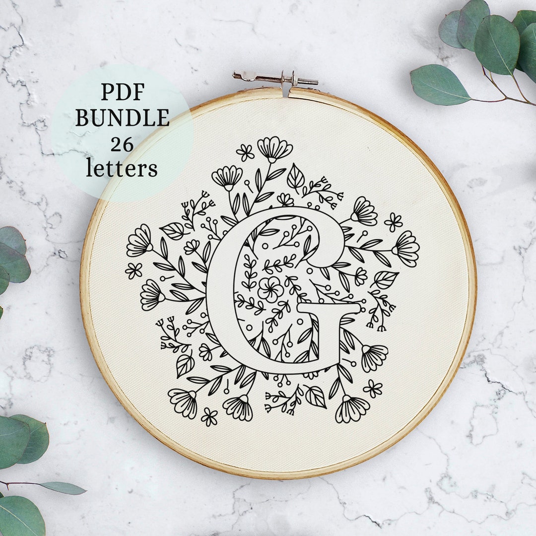Creative Embroidery, Letter Embroidery PDF Pattern, Floral Alphabet ...