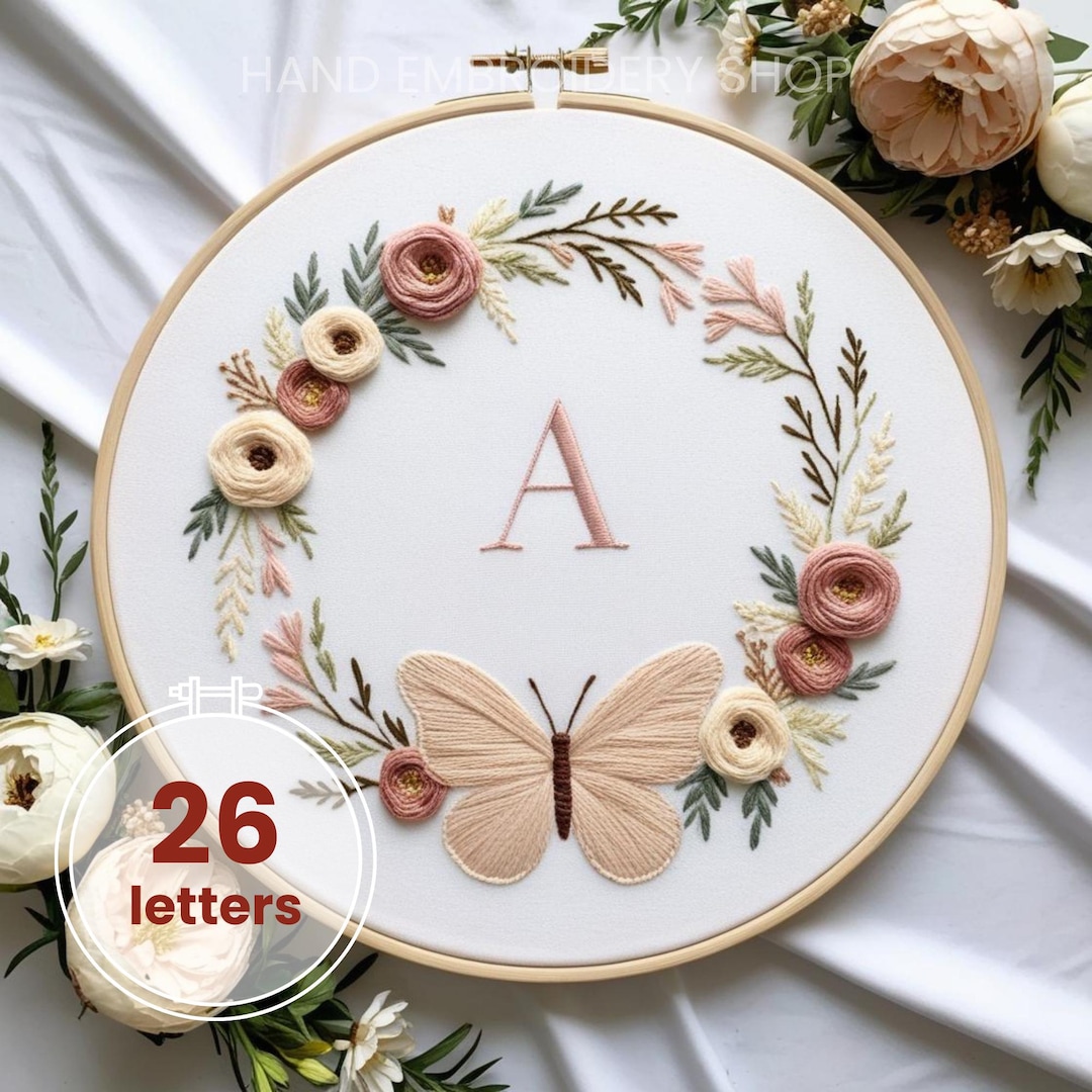 Butterfly Alphabet Embroidery Pattern: Insect Letter Designs (PDF ...
