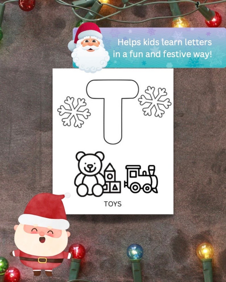 Christmas Alphabet Coloring Pages Printable PDF - Etsy