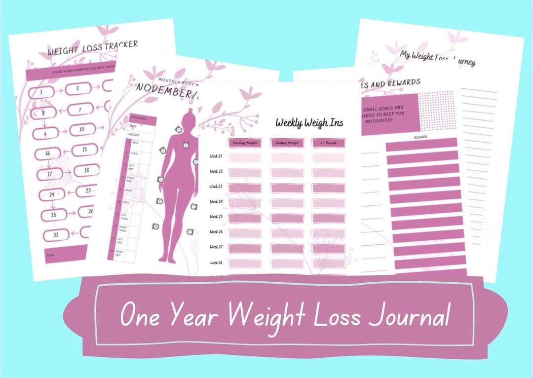 Weight Loss Journal One Year Printable PDF - Etsy