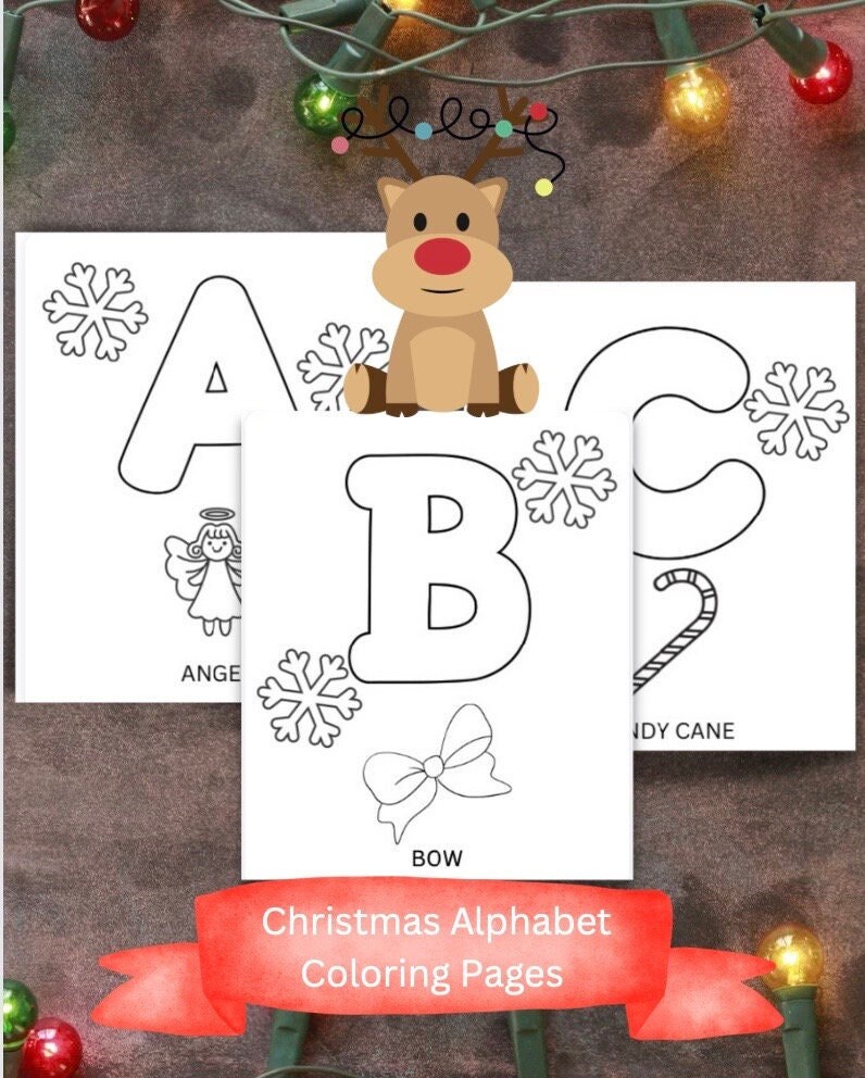 Christmas Alphabet Coloring Pages Printable PDF - Etsy