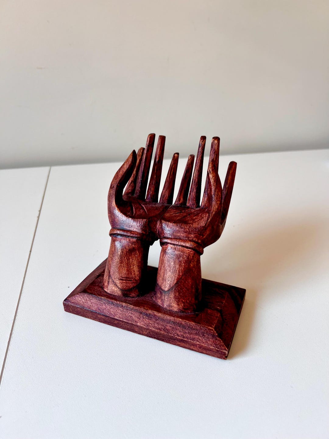 Carved Wood Hands Card Holder, Vintage - Etsy