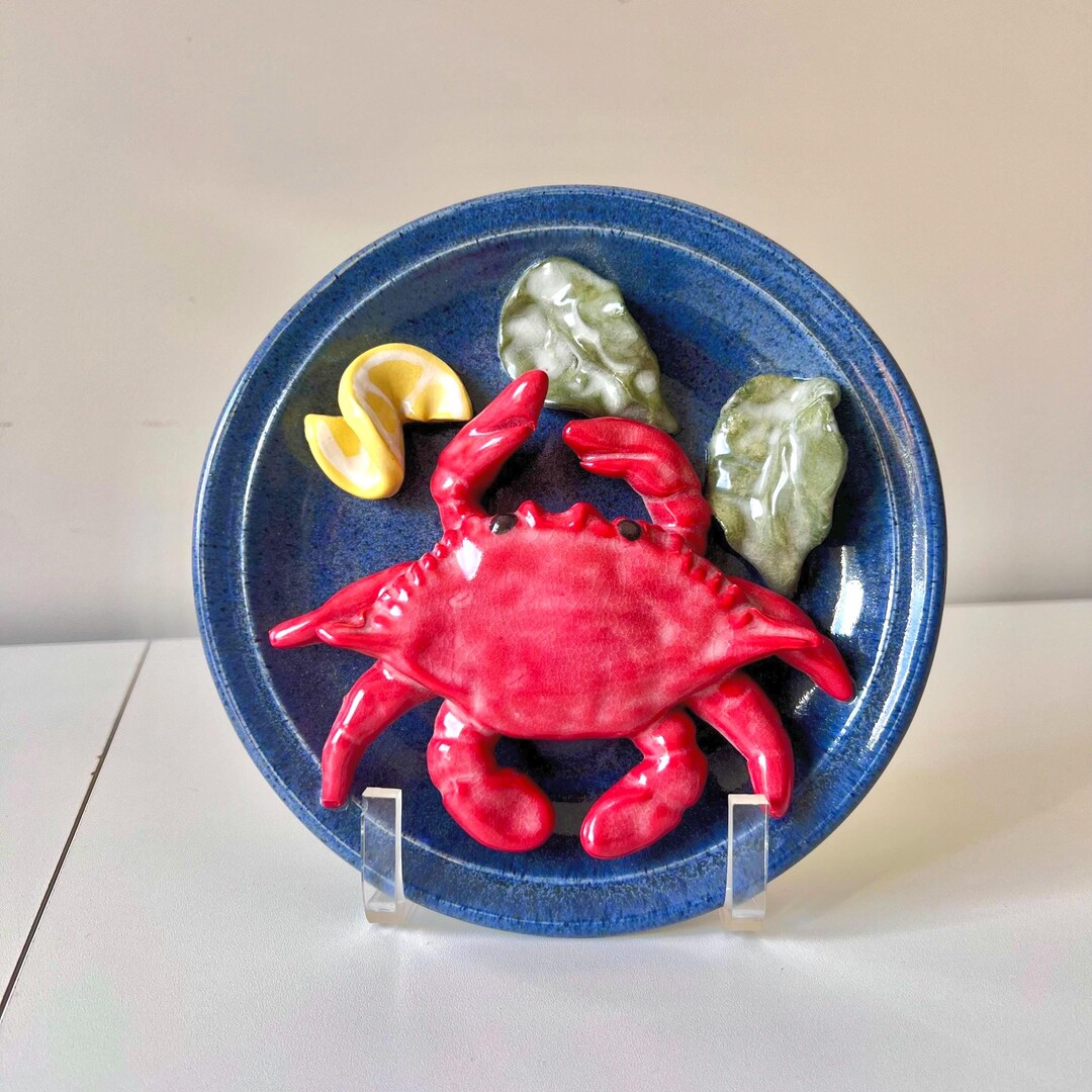 Sue Henshaw Pottery: Coastal Crab Boil Glazed Ceramic Wall Plate - Etsy