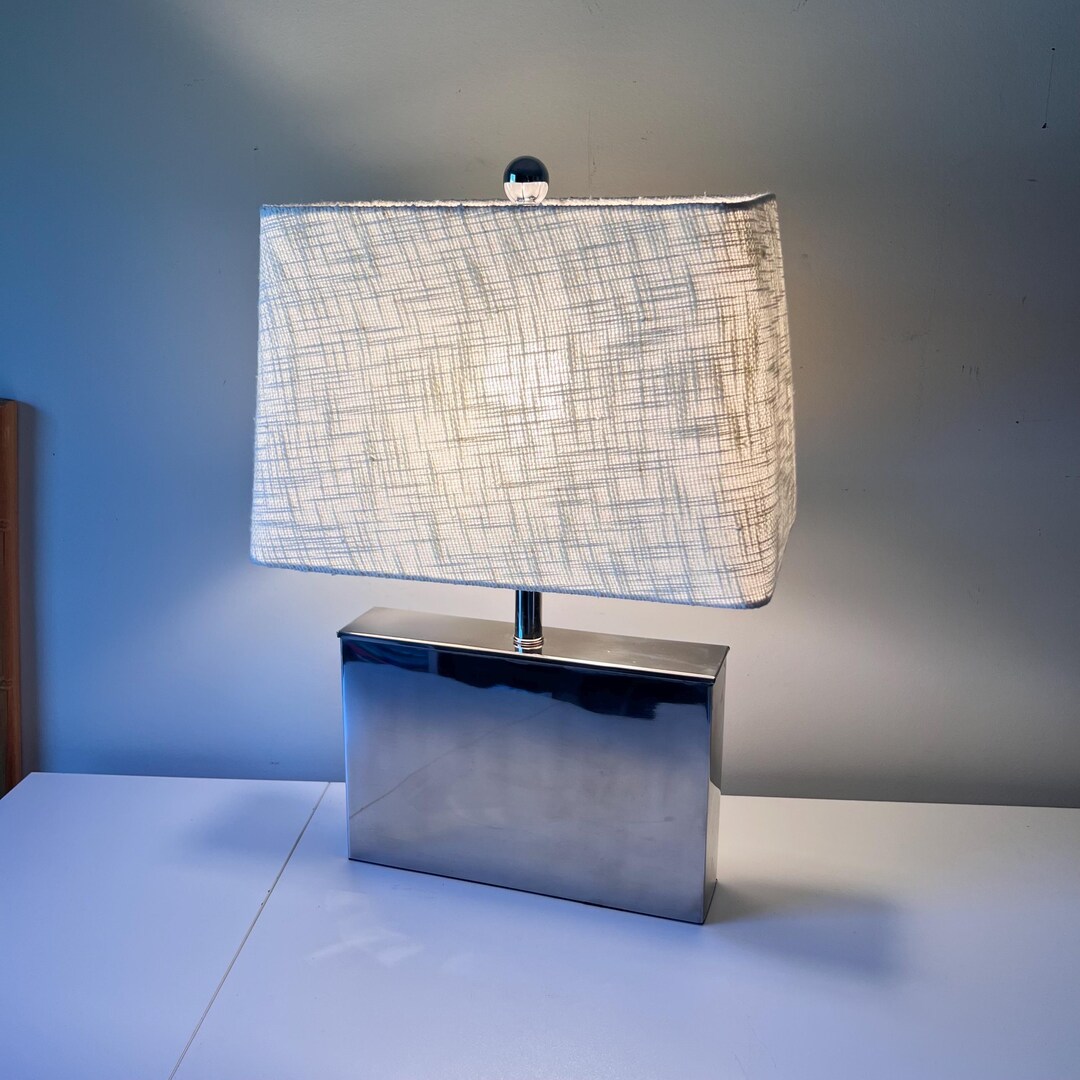 Vintage Postmodern Chrome Rectangular Table Lamp, 1980s - Etsy