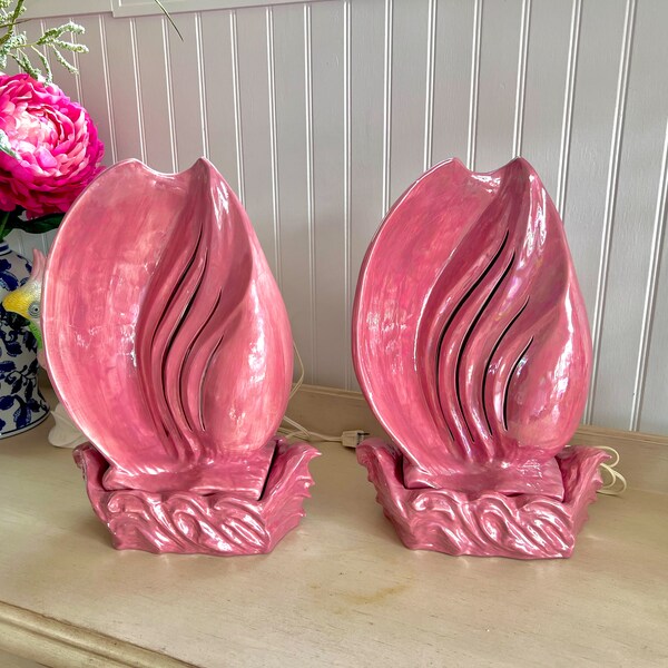 Pink Art Deco Shell Lamp - Etsy