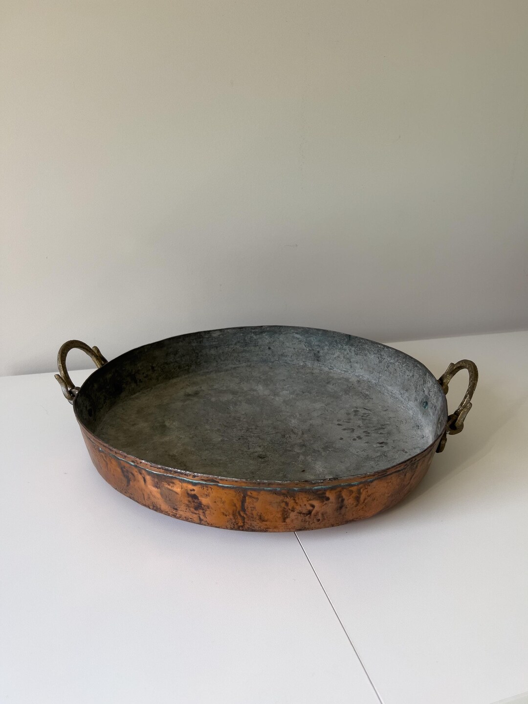 Large 15 Tinned Copper Antique Pan, French Country Rustic Style - Etsy