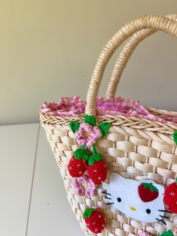 Hello Kitty Sanrio Strawberry Kawaii Style Woven Raff… - Gem