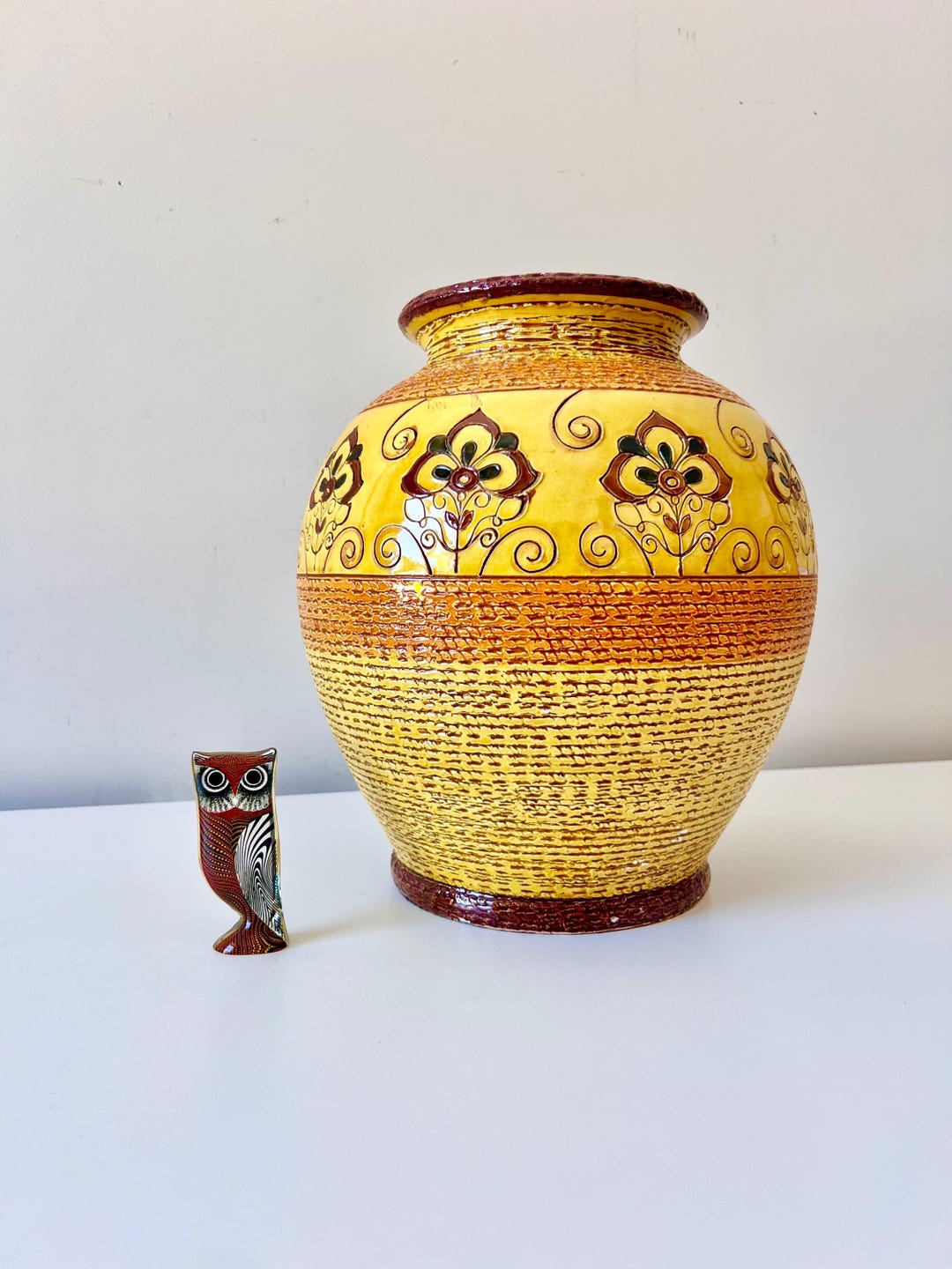 Bitossi Ceramiche Large Yellow and Orange Lamp Base, Vintage Mid ...