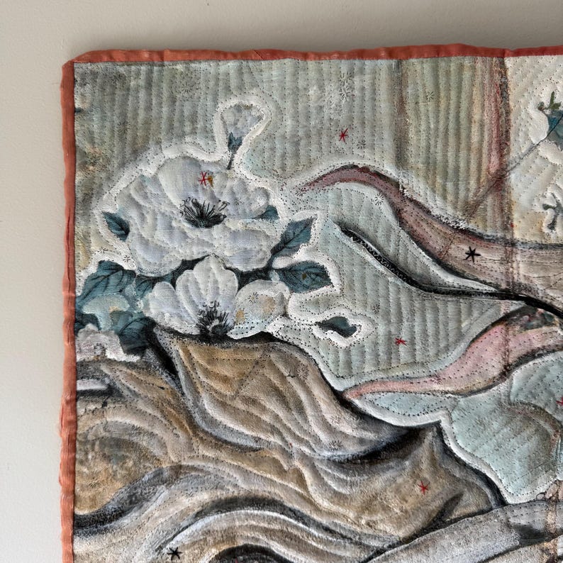 Painted Quilt Embroidered Textile Art, Signed Jen Swearington ...