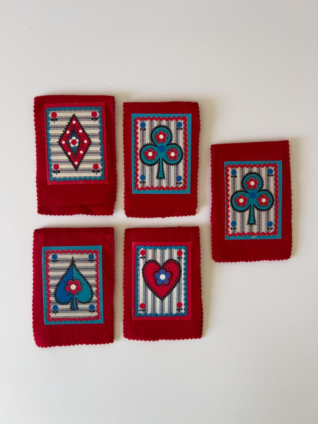 Vintage 1970s Hallmark Felt Playing Card Score Card Set, Mid-century ...