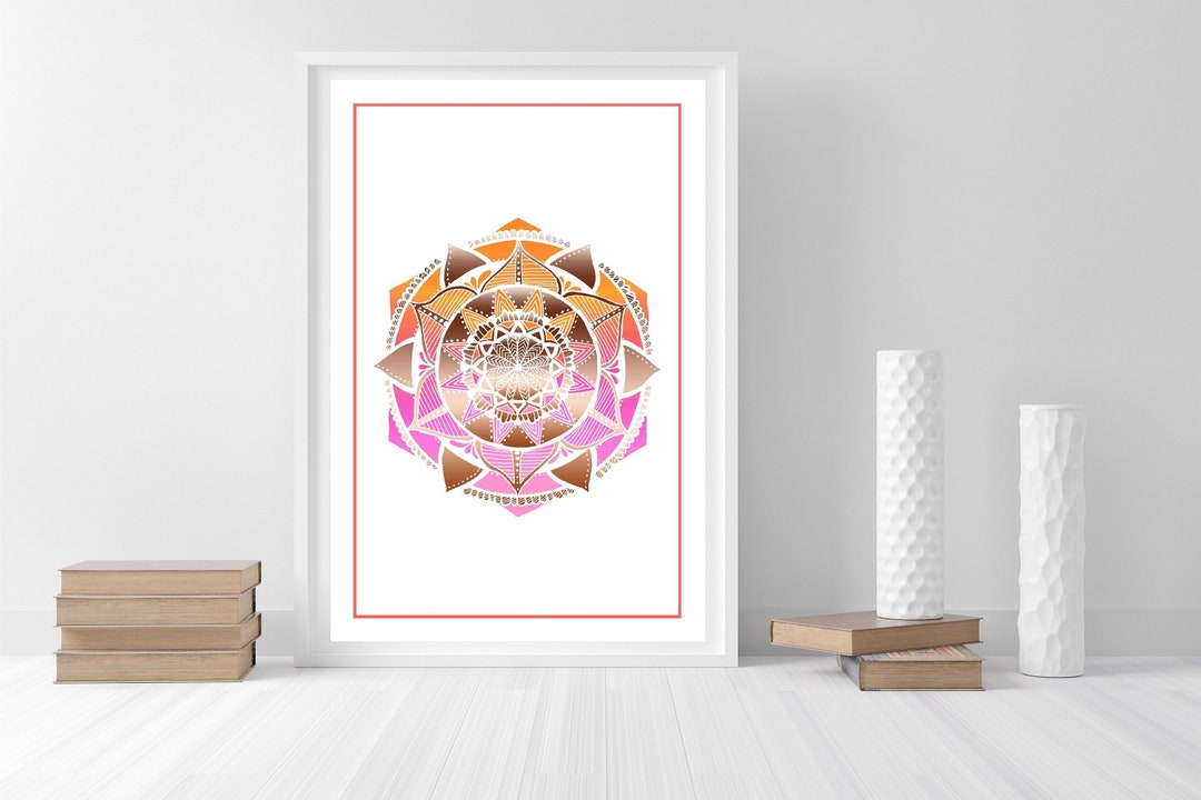 Colorful Mandala Digital Wall Art, Bohemian Mandala Digital Wall Art ...