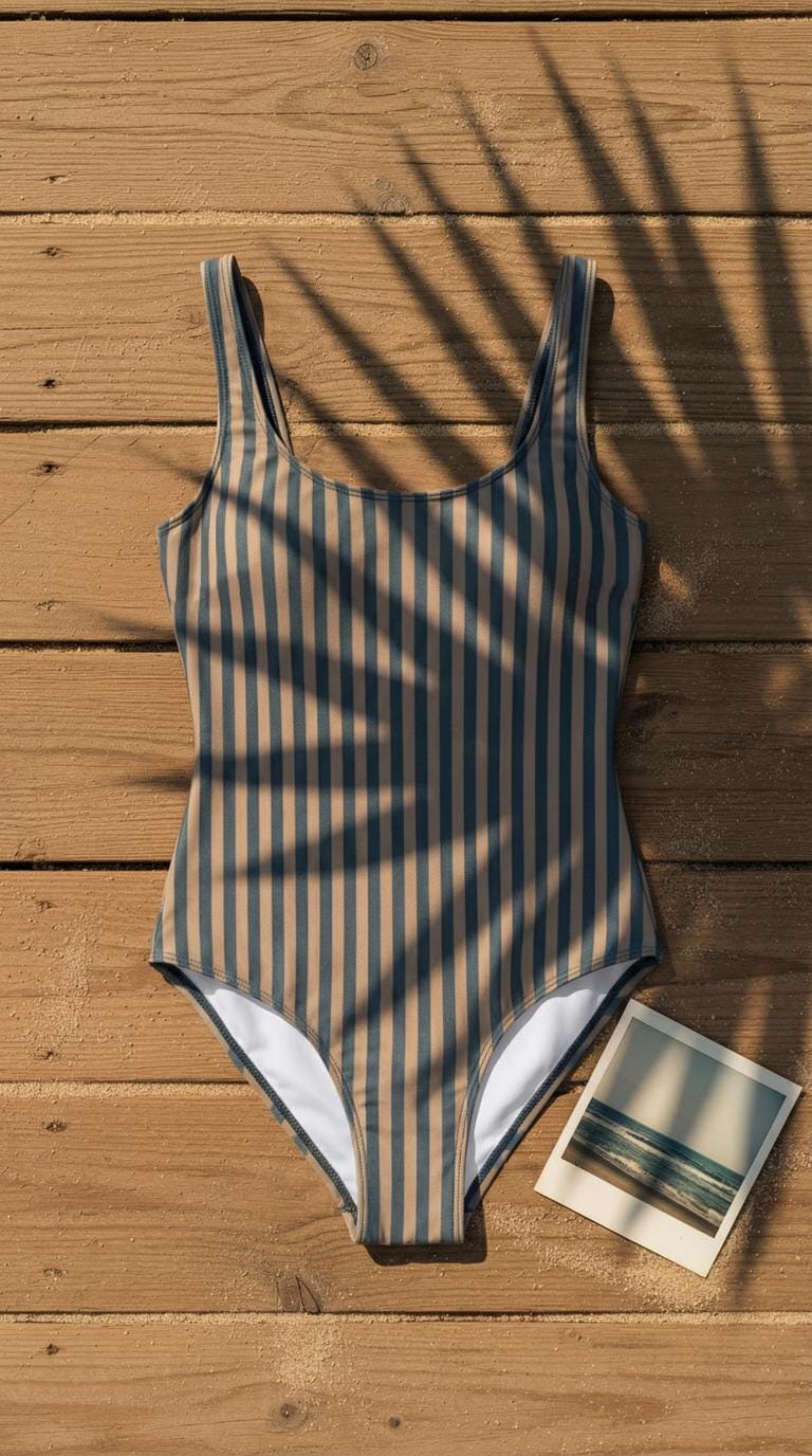 Vintage-inspired Classic One-piece Swimsuit, Nautical Bathing Suit, Low ...
