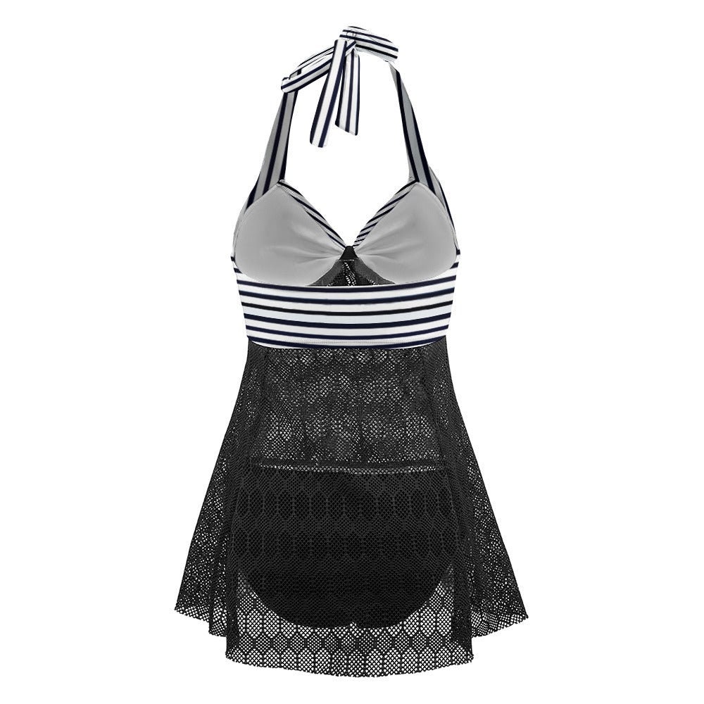 Vampire Art Goth Halter Two Piece Mesh Tankini Swimsuit Black and White ...