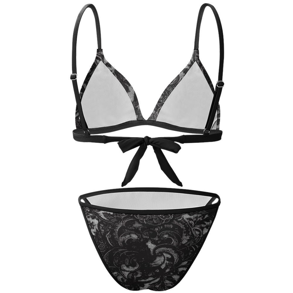 Vampire Art Retro 2-piece Glam Bikini Swimsuit Black Lace Print - Etsy