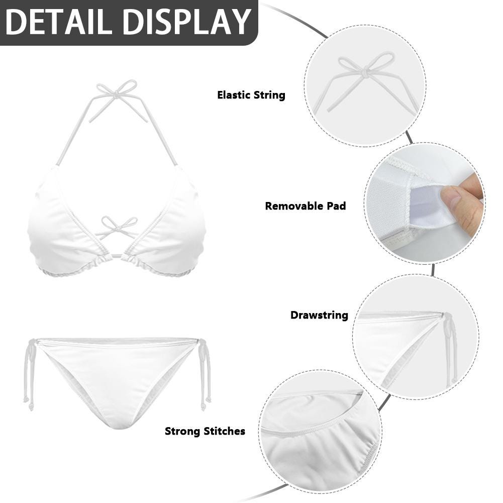 Spicy Red Triangle Bikini Set, Removable Pads, Adjustable Halter String ...