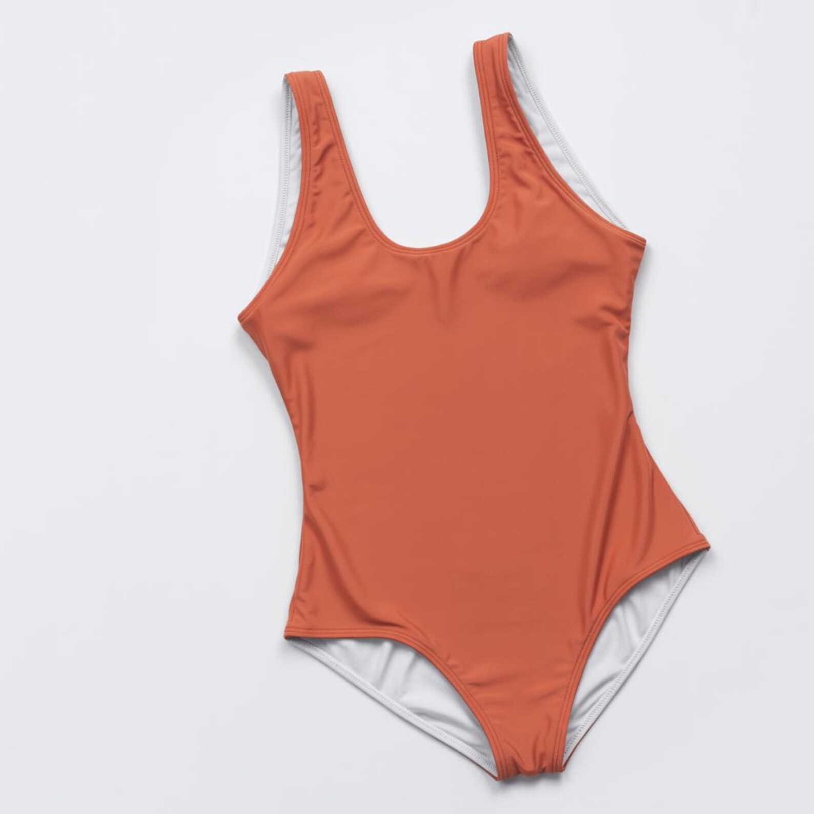 Retro Terracotta Red Low Back One-piece Swimsuit – 70s Summer Glow ...