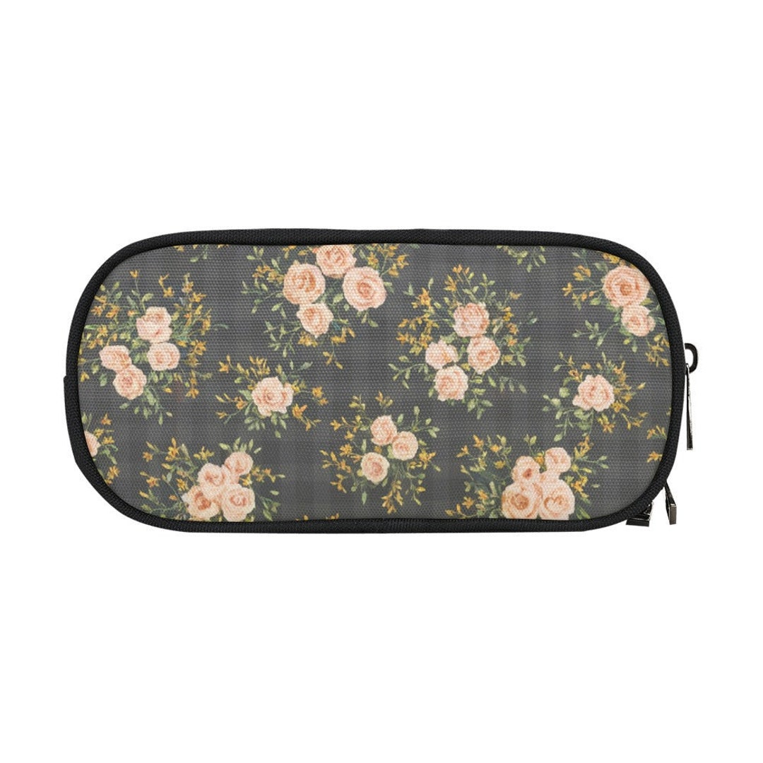 Vampire Art Studio Caddy: Deluxe Pencil Pouch Black Gingham With Roses ...