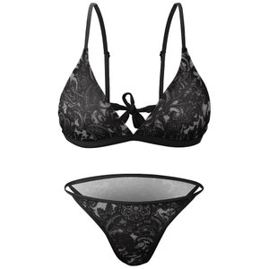 Vampire Art Retro 2-piece Glam Bikini Swimsuit Black Lace Print - Etsy