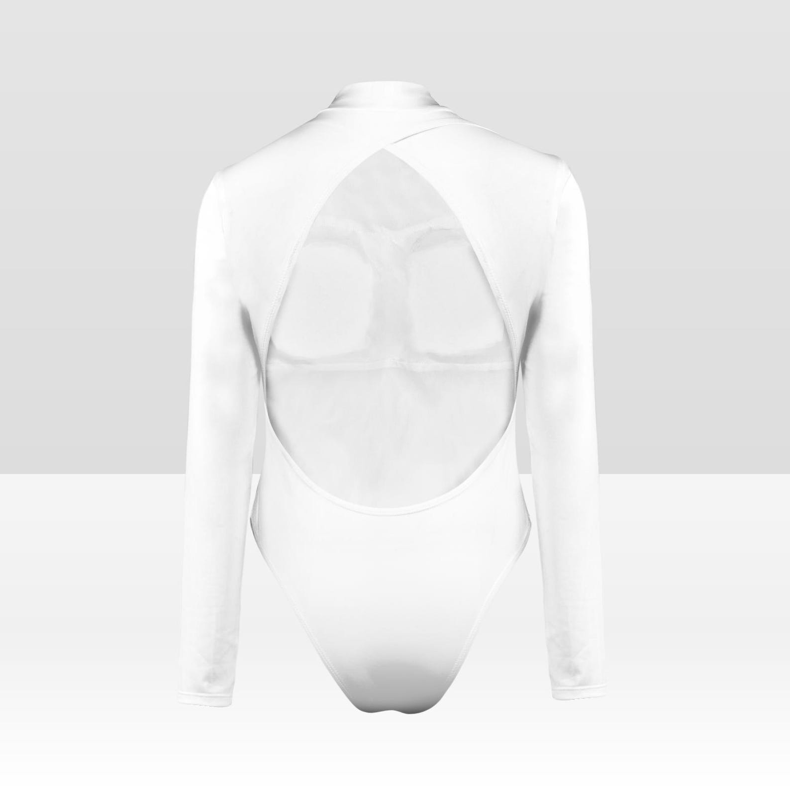 White Long Sleeve Swimsuit, Open-back Coquette Soft Goth, Lined Front ...