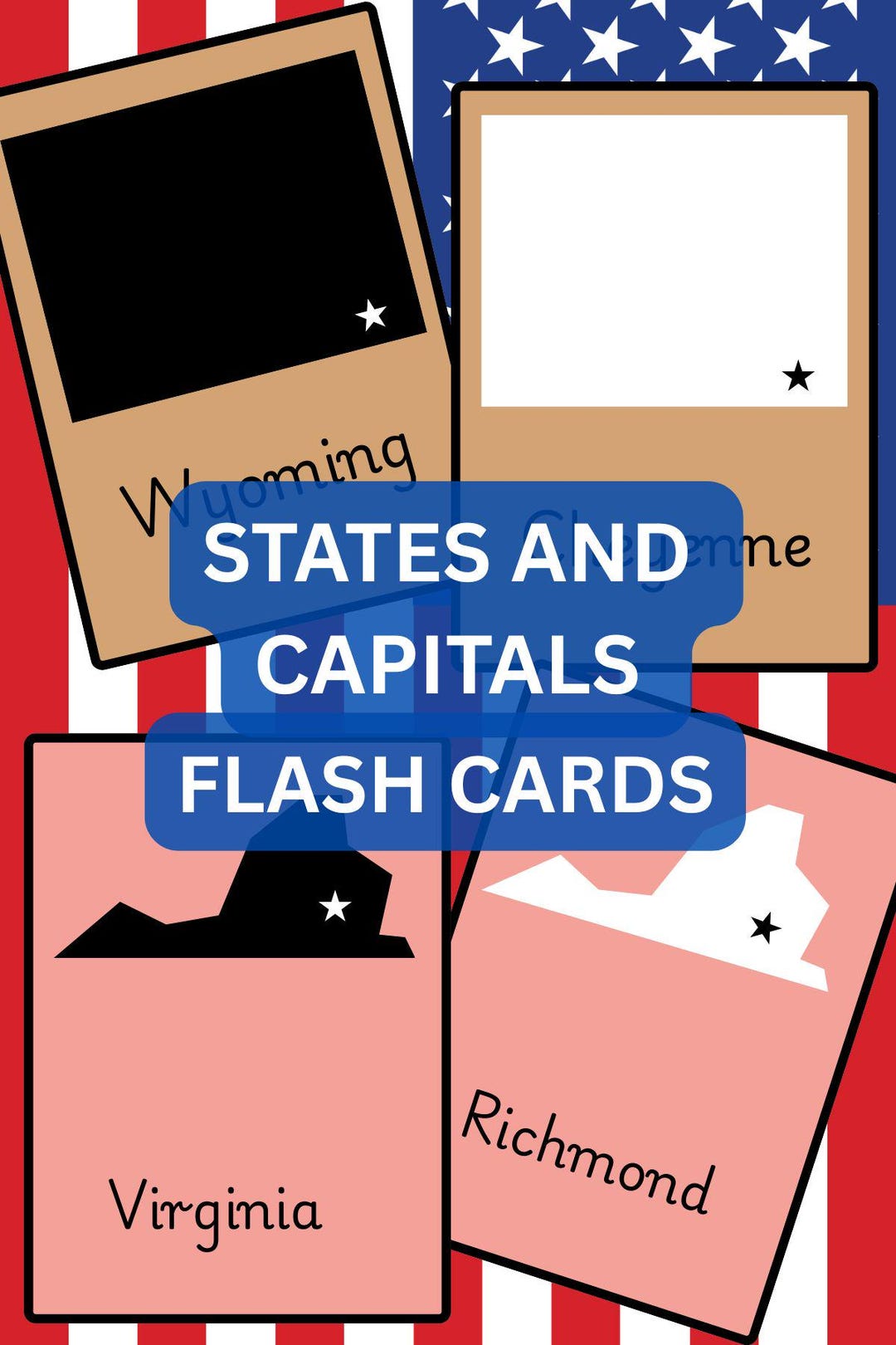 Printable States and Capitals Flash Cards | 50 States Geography ...