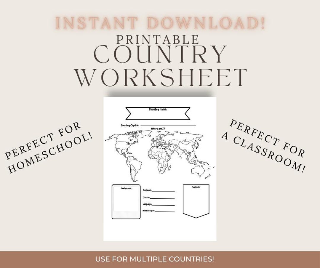 Country Facts Worksheet - Etsy