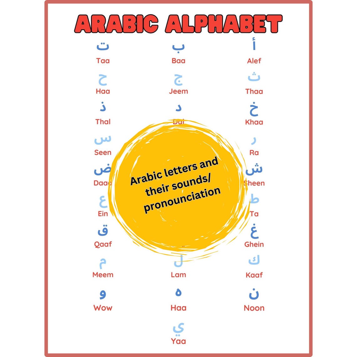 Arabic Letters - Arabic Alphabet - Arabic Alphabet Printable - Arabic ...