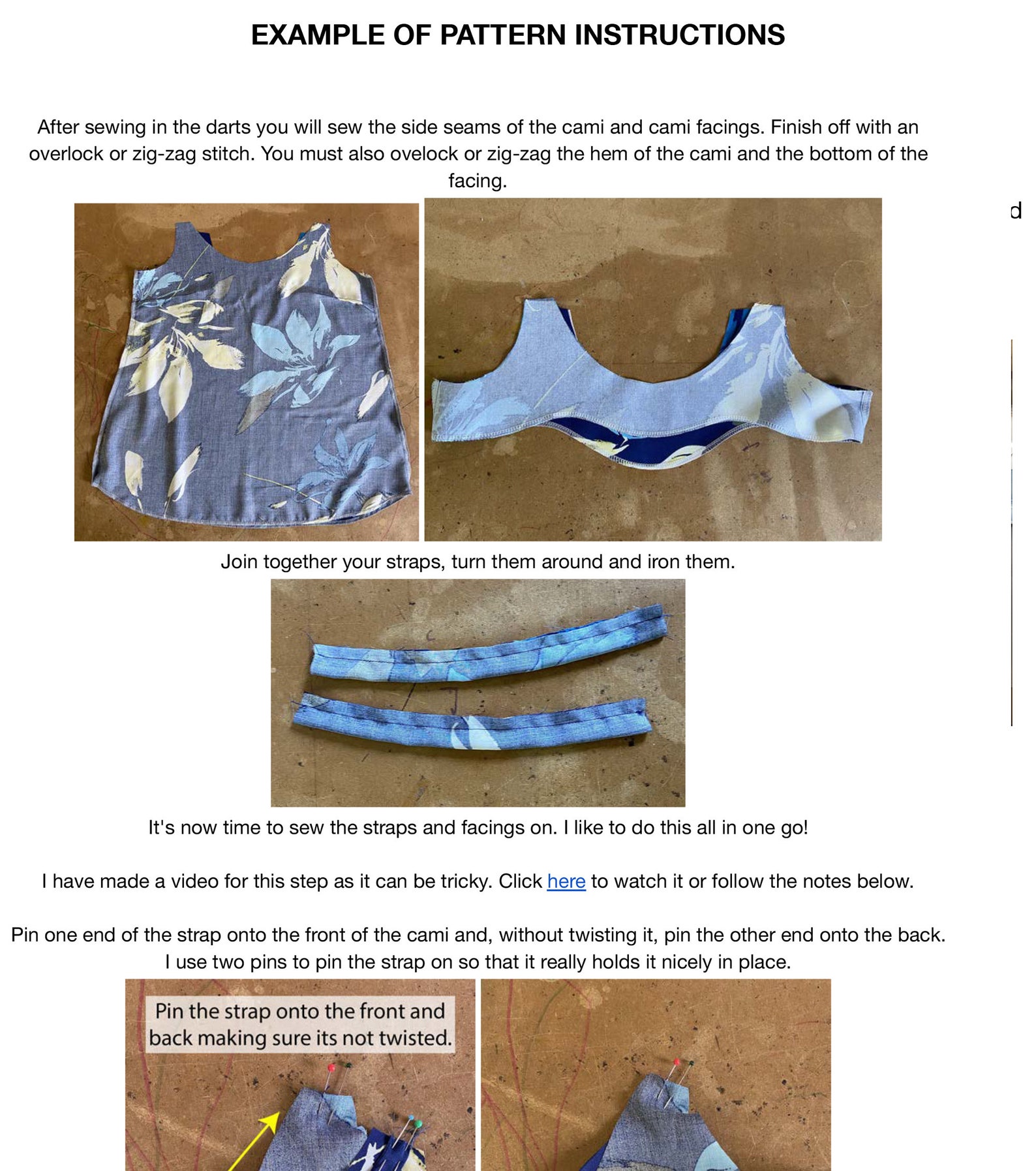 Cassi Cami PDF Sewing Pattern - Etsy