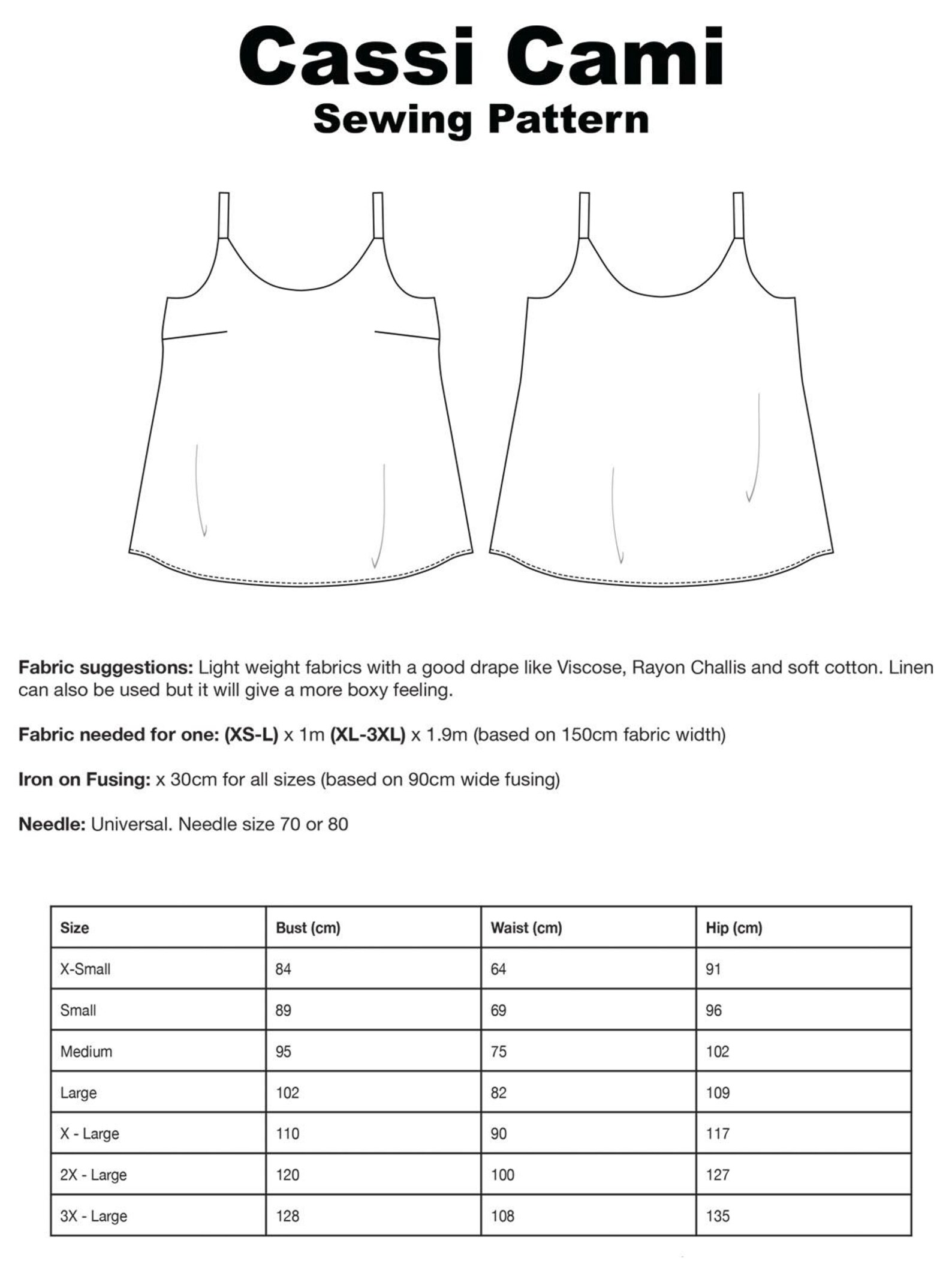 Cassi Cami PDF Sewing Pattern - Etsy