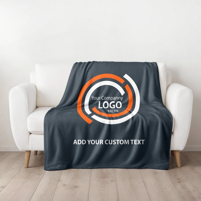 Personalized Logo Blanket: Custom Fleece Throw, Corporate Gift - Etsy
