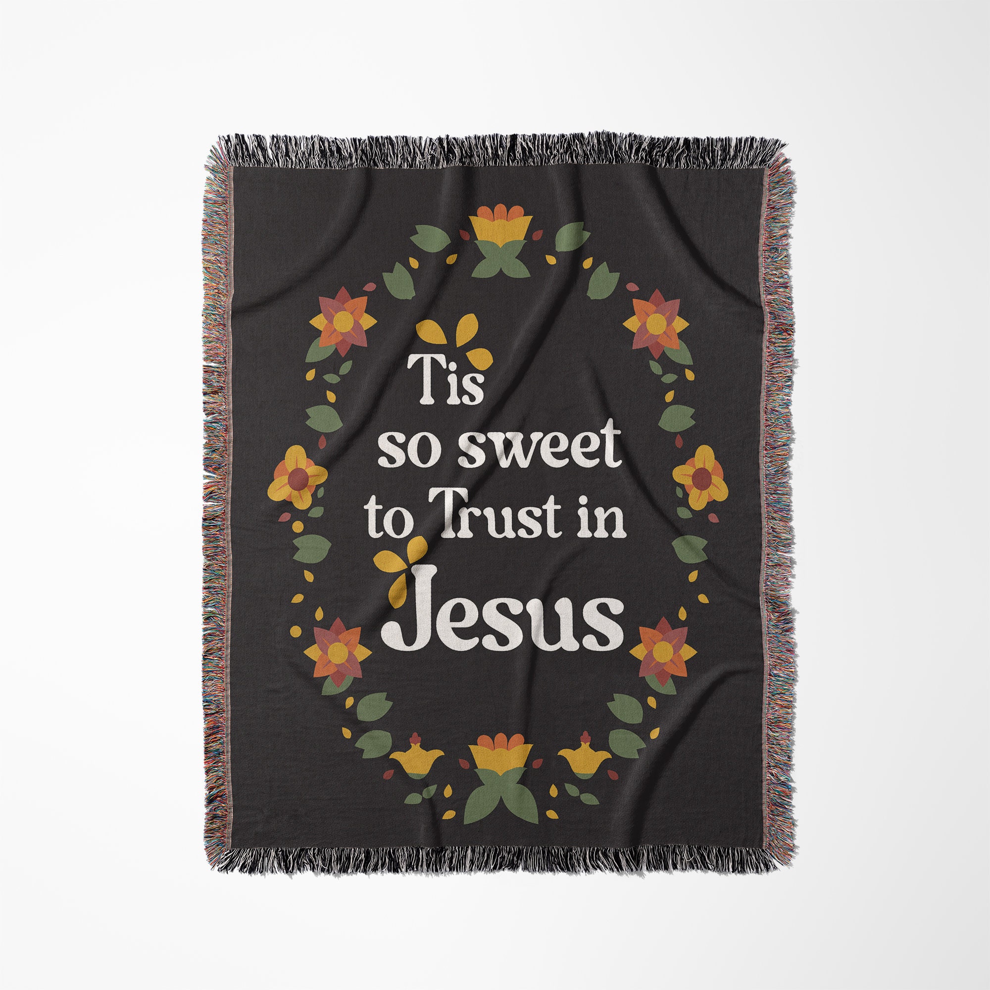 Tis so Sweet to Trust in Jesus Blanket: Woven Floral Christian Gift - Etsy